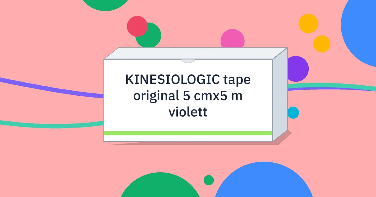 Symbolbild: Packung mit der Aufschrift KINESIOLOGIC tape original 5 cmx5 m violett (PZN 07686288) – Verfügbarkeit und Bezug in Apotheken in Frankfurt am Main