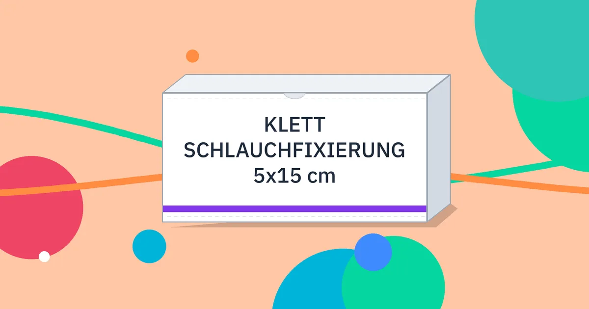 Symbolbild: Packung mit der Aufschrift KLETT SCHLAUCHFIXIERUNG 5x15 cm (PZN 19416022) – Verfügbarkeit und Bezug in Apotheken in Frankfurt am Main