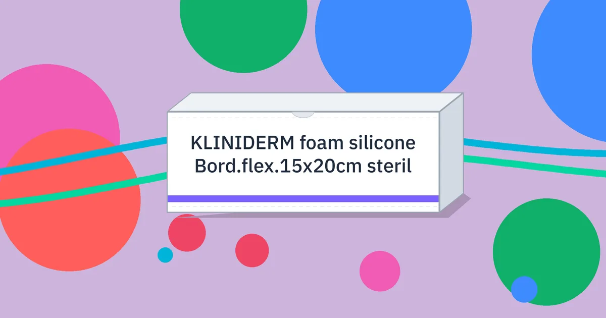 Symbolbild: Packung mit der Aufschrift KLINIDERM foam silicone Bord.flex.15x20cm steril (PZN 19869031) – Verfügbarkeit und Bezug in Apotheken in Frankfurt am Main