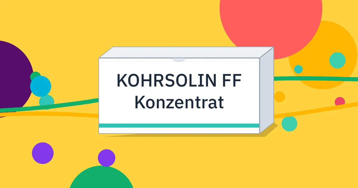 Symbolbild: Packung mit der Aufschrift KOHRSOLIN FF Konzentrat (PZN 04764450) – Verfügbarkeit und Bezug in Apotheken in Frankfurt am Main