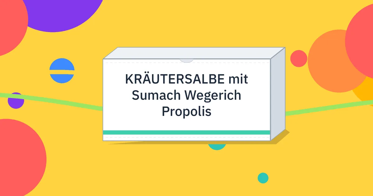 Symbolbild: Packung mit der Aufschrift KRÄUTERSALBE mit Sumach Wegerich Propolis (PZN 18249697) – Verfügbarkeit und Bezug in Apotheken in Frankfurt am Main