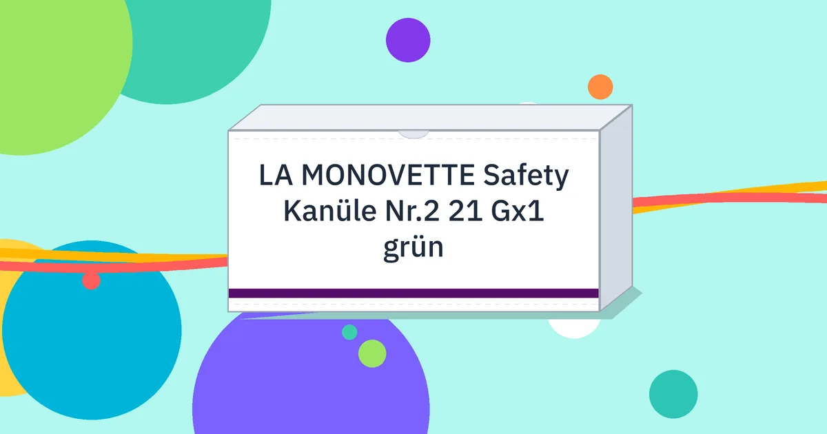 Symbolbild: Packung mit der Aufschrift LA MONOVETTE Safety Kanüle Nr.2 21 Gx1 grün (PZN 07688956) – Verfügbarkeit und Bezug in Apotheken in Frankfurt am Main