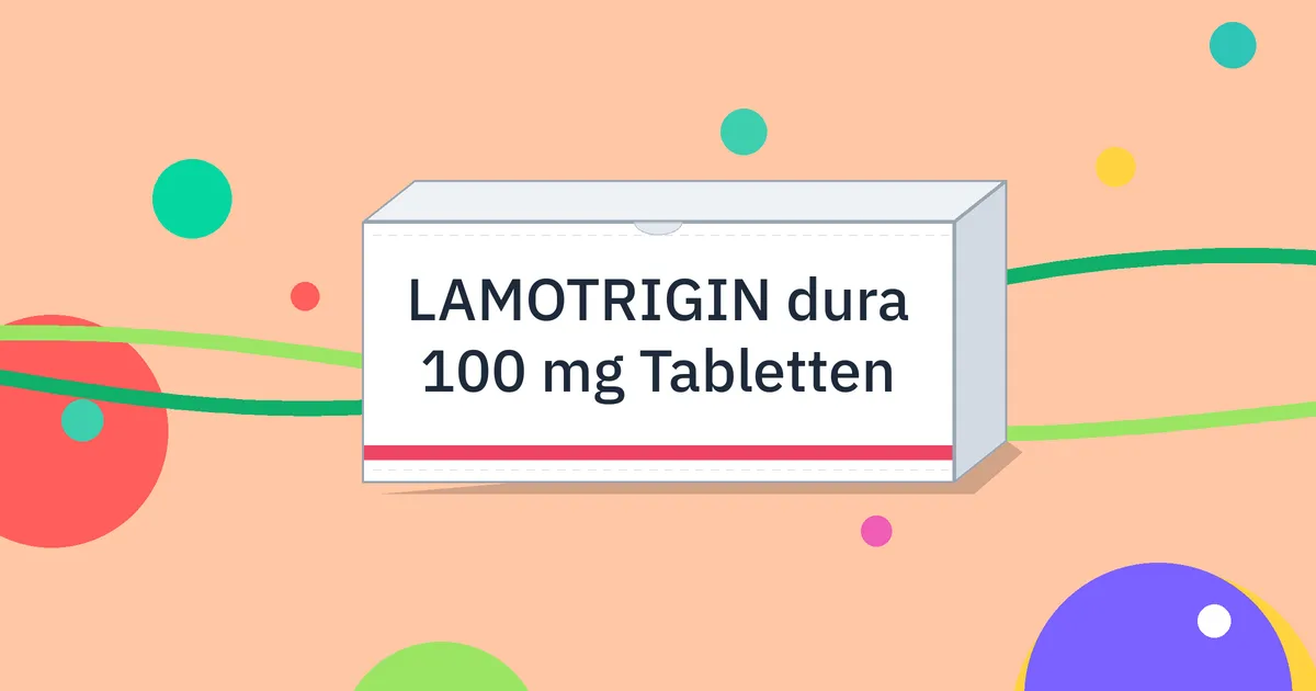 Symbolbild: Packung mit der Aufschrift LAMOTRIGIN dura 100 mg Tabletten (PZN 04385623) – Verfügbarkeit und Bezug in Apotheken in Frankfurt am Main