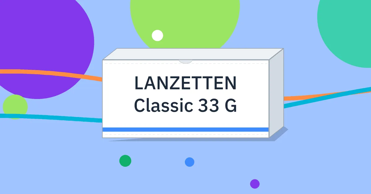 Symbolbild: Packung mit der Aufschrift LANZETTEN Classic 33 G (PZN 20610953) – Verfügbarkeit und Bezug in Apotheken in Frankfurt am Main