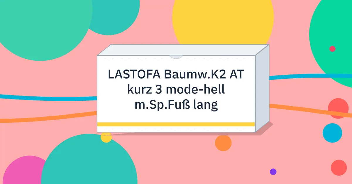 Symbolbild: Packung mit der Aufschrift LASTOFA Baumw.K2 AT kurz 3 mode-hell m.Sp.Fuß lang (PZN 01951298) – Verfügbarkeit und Bezug in Apotheken in Frankfurt am Main