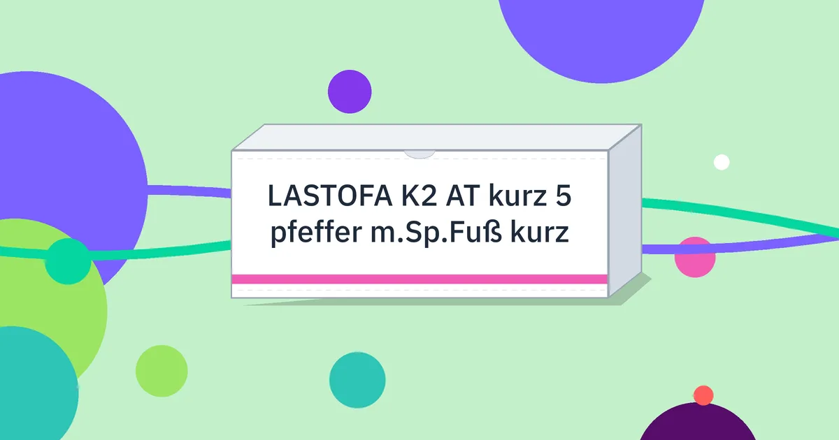 Symbolbild: Packung mit der Aufschrift LASTOFA K2 AT kurz 5 pfeffer m.Sp.Fuß kurz (PZN 13809921) – Verfügbarkeit und Bezug in Apotheken in Frankfurt am Main