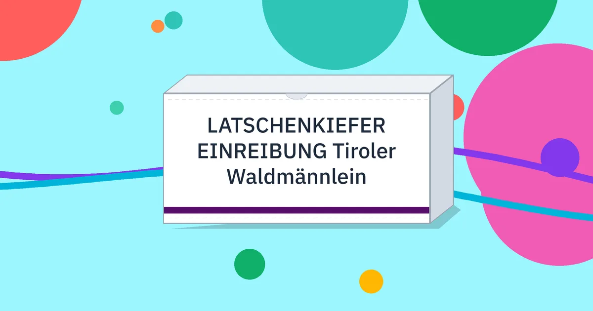 Symbolbild: Packung mit der Aufschrift LATSCHENKIEFER EINREIBUNG Tiroler Waldmännlein (PZN 02166176) – Verfügbarkeit und Bezug in Apotheken in Frankfurt am Main