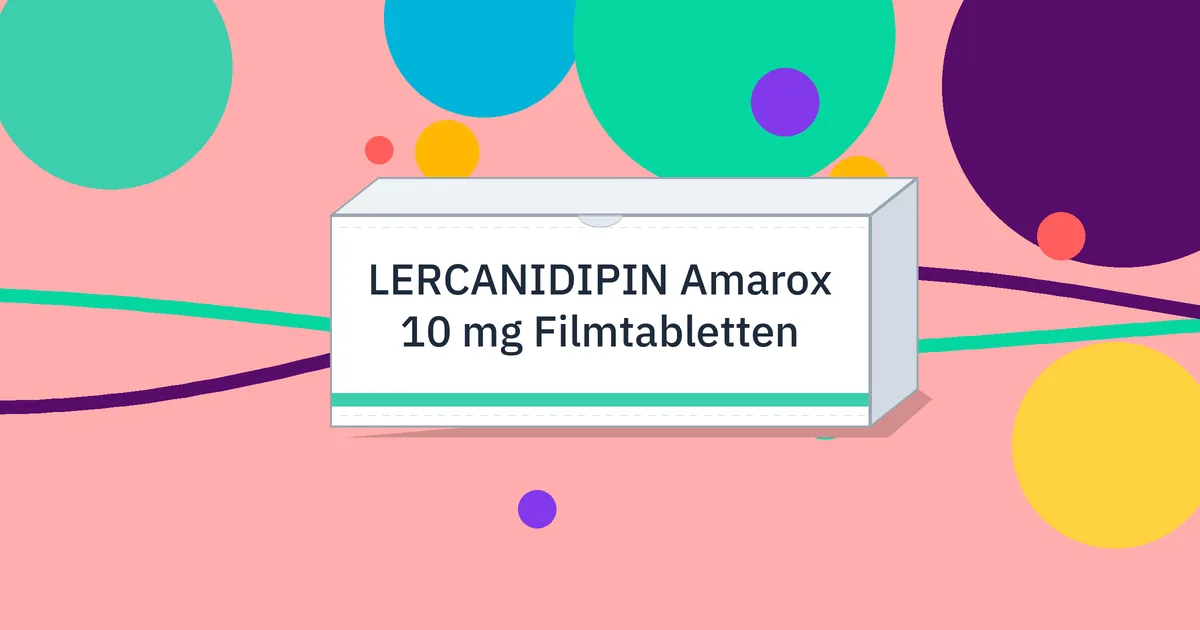 Symbolbild: Packung mit der Aufschrift LERCANIDIPIN Amarox 10 mg Filmtabletten (PZN 18767883) – Verfügbarkeit und Bezug in Apotheken in Frankfurt am Main