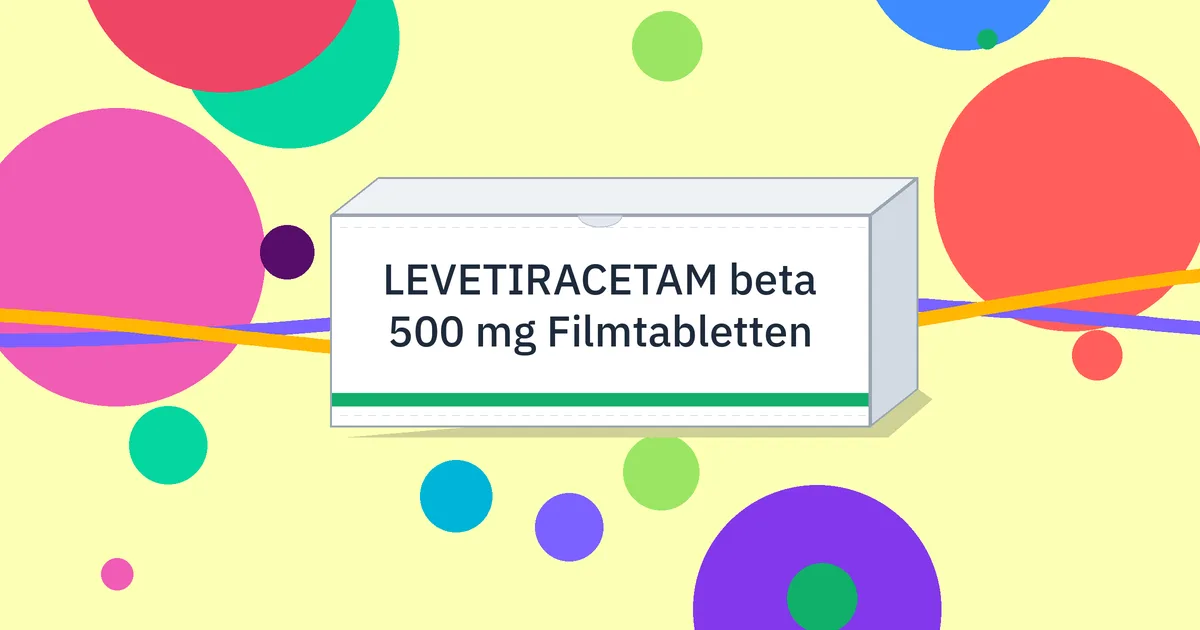 Symbolbild: Packung mit der Aufschrift LEVETIRACETAM beta 500 mg Filmtabletten (PZN 08841093) – Verfügbarkeit und Bezug in Apotheken in Frankfurt am Main