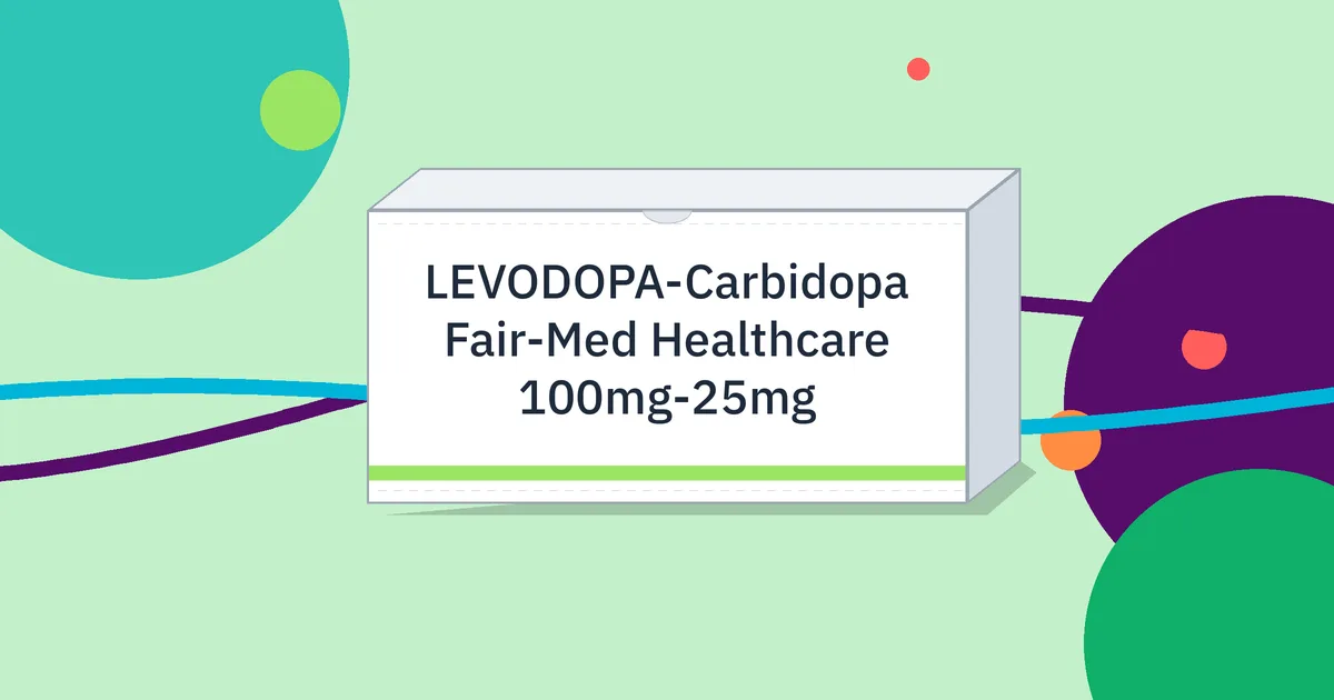 Symbolbild: Packung mit der Aufschrift LEVODOPA-Carbidopa Fair-Med Healthcare 100mg-25mg (PZN 14321558) – Verfügbarkeit und Bezug in Apotheken in Frankfurt am Main