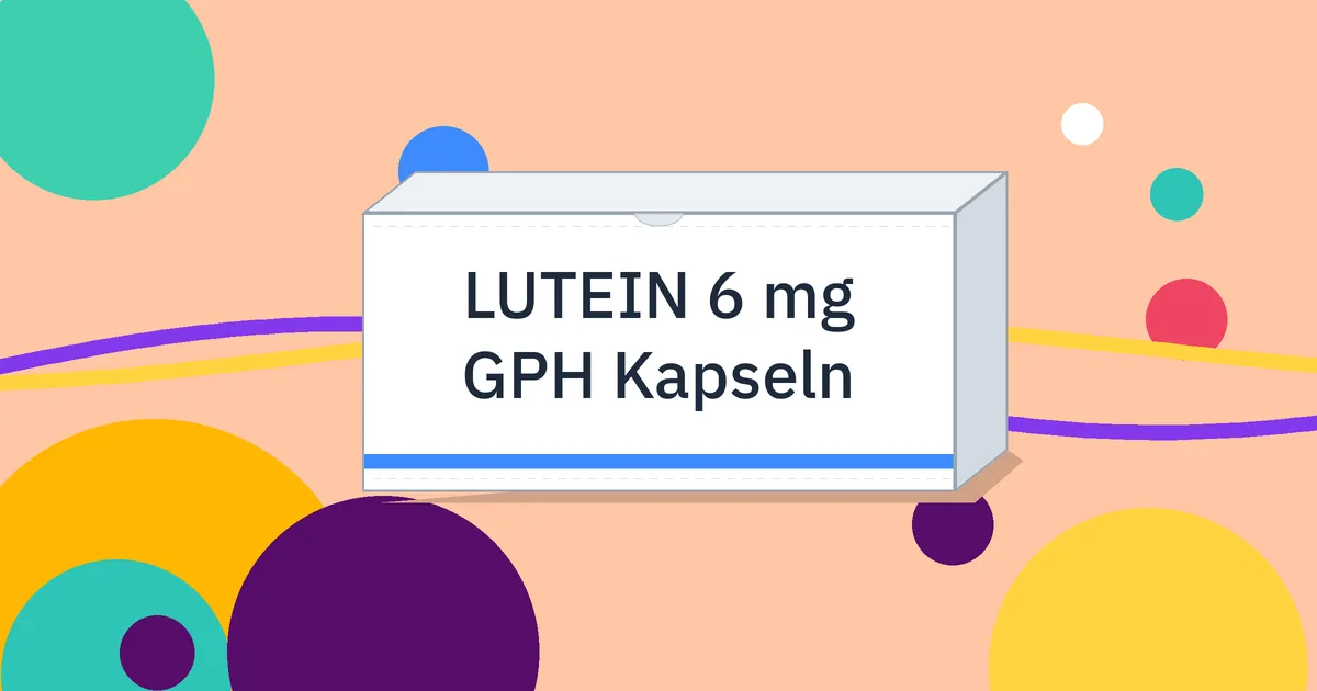 Symbolbild: Packung mit der Aufschrift LUTEIN 6 mg GPH Kapseln (PZN 02885959) – Verfügbarkeit und Bezug in Apotheken in Frankfurt am Main