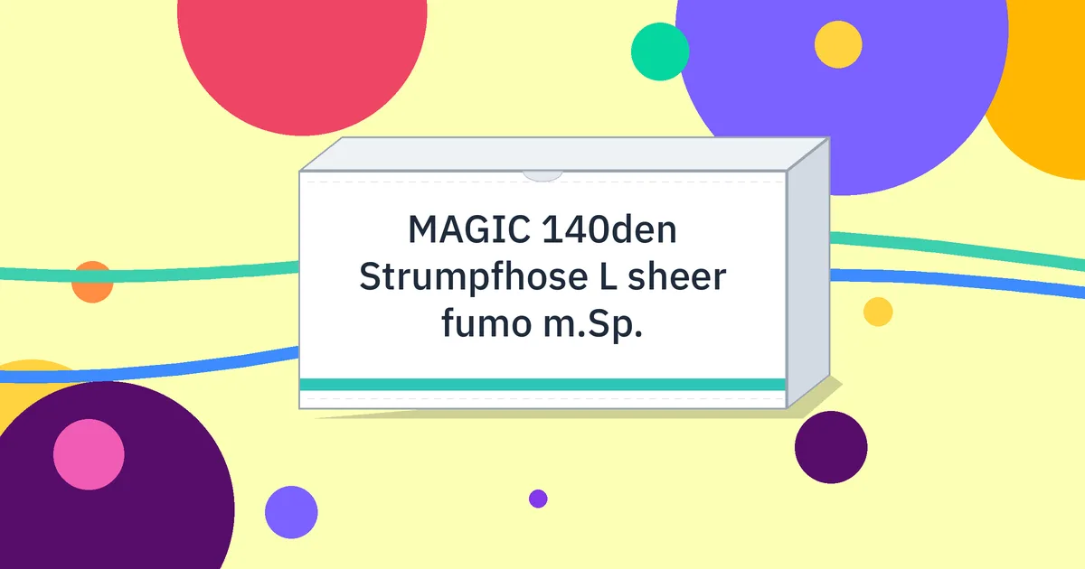 Symbolbild: Packung mit der Aufschrift MAGIC 140den Strumpfhose L sheer fumo m.Sp. (PZN 16181848) – Verfügbarkeit und Bezug in Apotheken in Frankfurt am Main