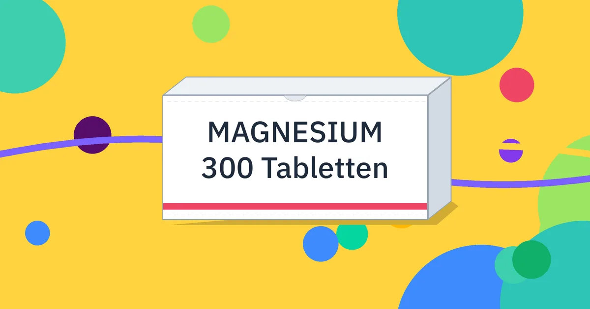 Symbolbild: Packung mit der Aufschrift MAGNESIUM 300 Tabletten (PZN 02658471) – Verfügbarkeit und Bezug in Apotheken in Frankfurt am Main