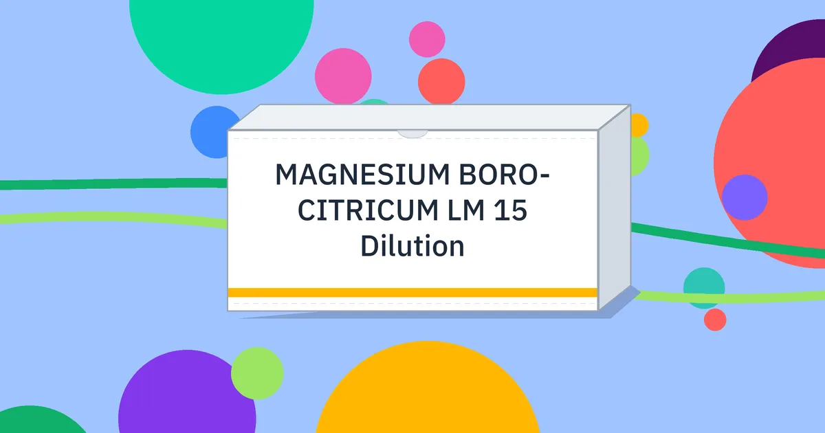 Symbolbild: Packung mit der Aufschrift MAGNESIUM BORO-CITRICUM LM 15 Dilution (PZN 12936623) – Verfügbarkeit und Bezug in Apotheken in Frankfurt am Main