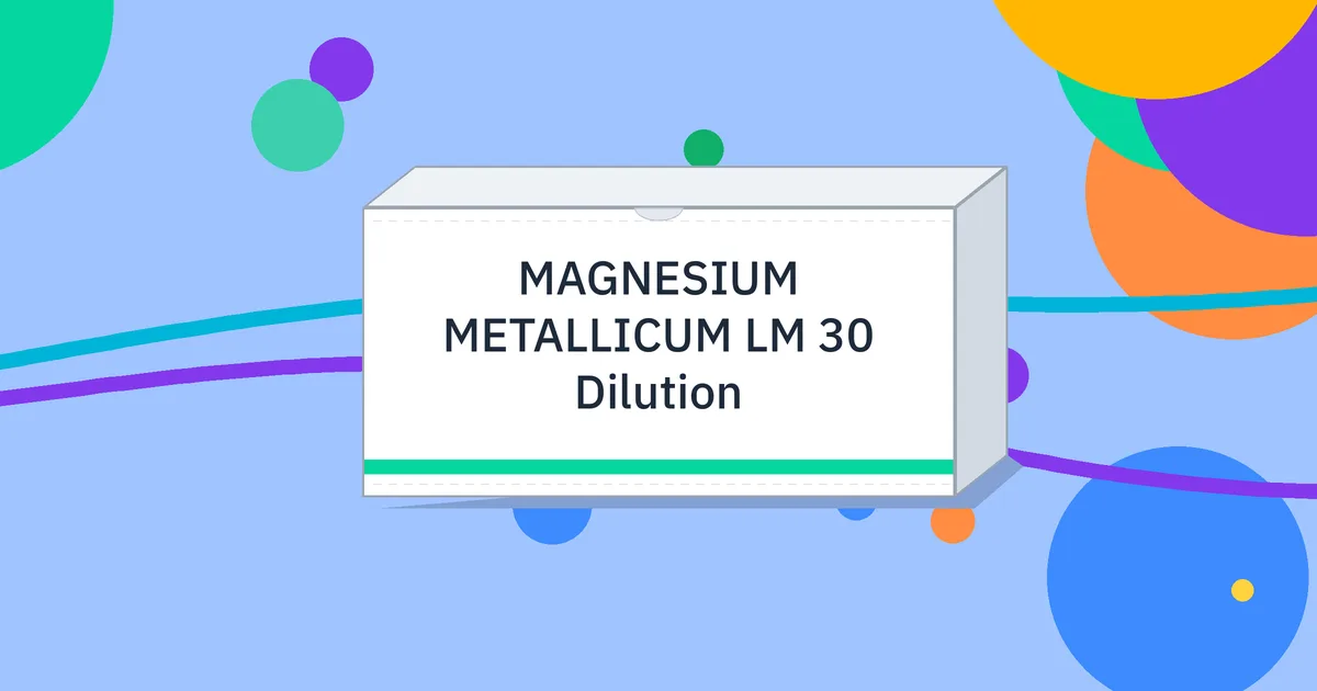 Symbolbild: Packung mit der Aufschrift MAGNESIUM METALLICUM LM 30 Dilution (PZN 12938616) – Verfügbarkeit und Bezug in Apotheken in Frankfurt am Main