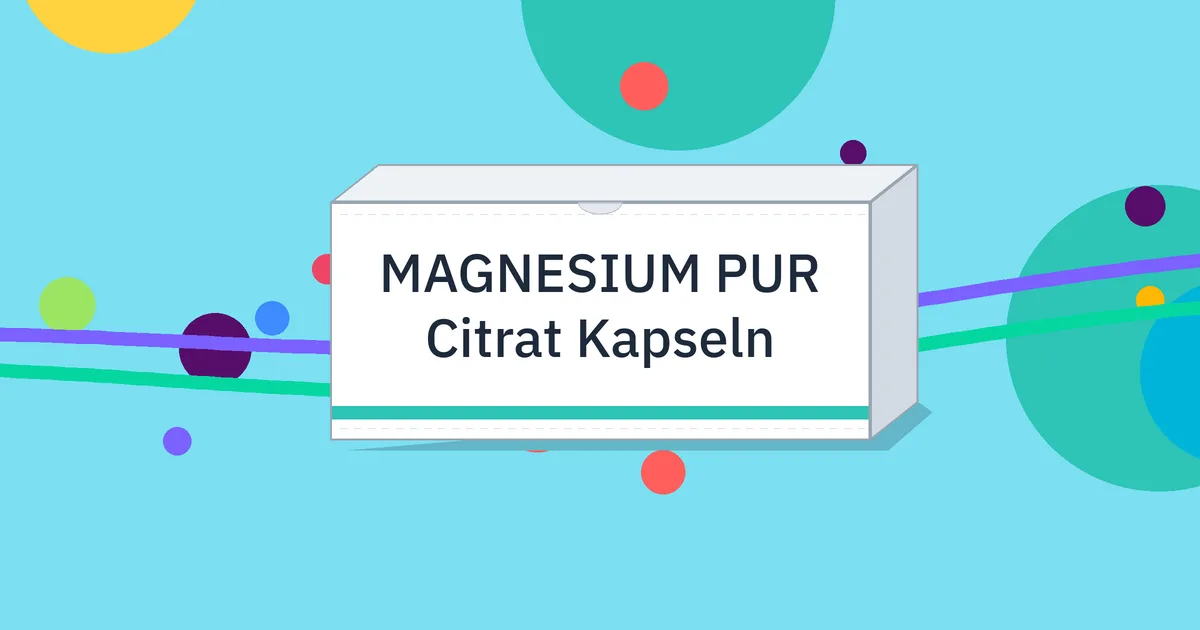 Symbolbild: Packung mit der Aufschrift MAGNESIUM PUR Citrat Kapseln (PZN 06438358) – Verfügbarkeit und Bezug in Apotheken in Frankfurt am Main