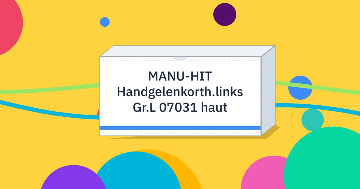 Symbolbild: Packung mit der Aufschrift MANU-HIT Handgelenkorth.links Gr.L 07031 haut (PZN 03097141) – Verfügbarkeit und Bezug in Apotheken in Frankfurt am Main