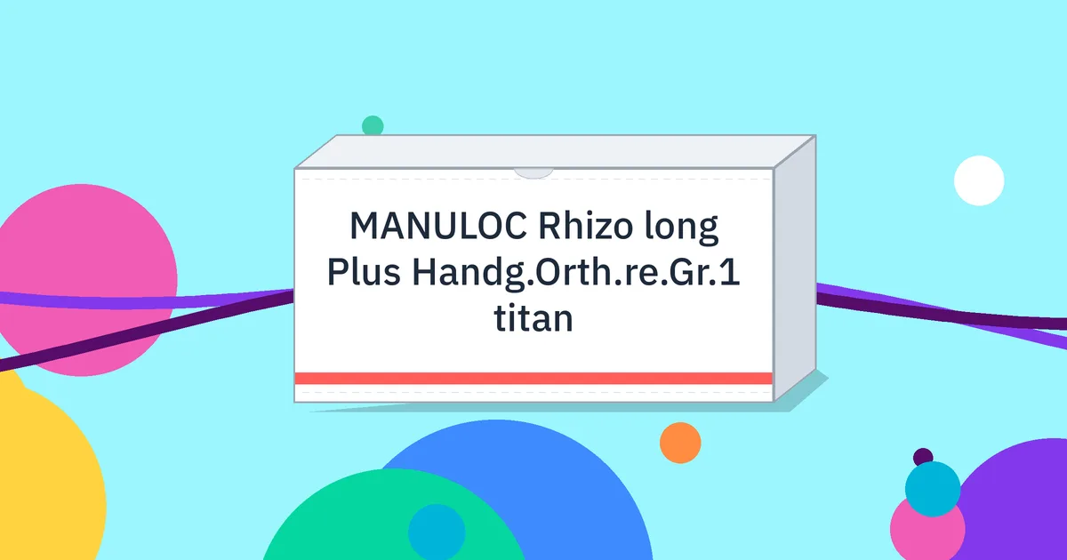 Symbolbild: Packung mit der Aufschrift MANULOC Rhizo long Plus Handg.Orth.re.Gr.1 titan (PZN 11639567) – Verfügbarkeit und Bezug in Apotheken in Frankfurt am Main