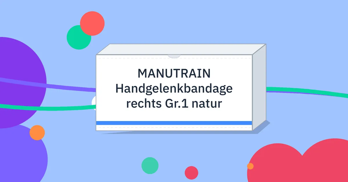 Symbolbild: Packung mit der Aufschrift MANUTRAIN Handgelenkbandage rechts Gr.1 natur (PZN 01285482) – Verfügbarkeit und Bezug in Apotheken in Frankfurt am Main