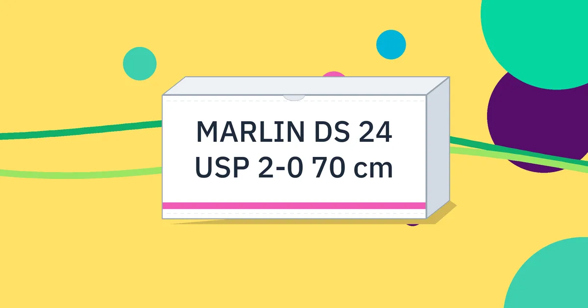 Symbolbild: Packung mit der Aufschrift MARLIN DS 24 USP 2-0 70 cm (PZN 07327721) – Verfügbarkeit und Bezug in Apotheken in Frankfurt am Main