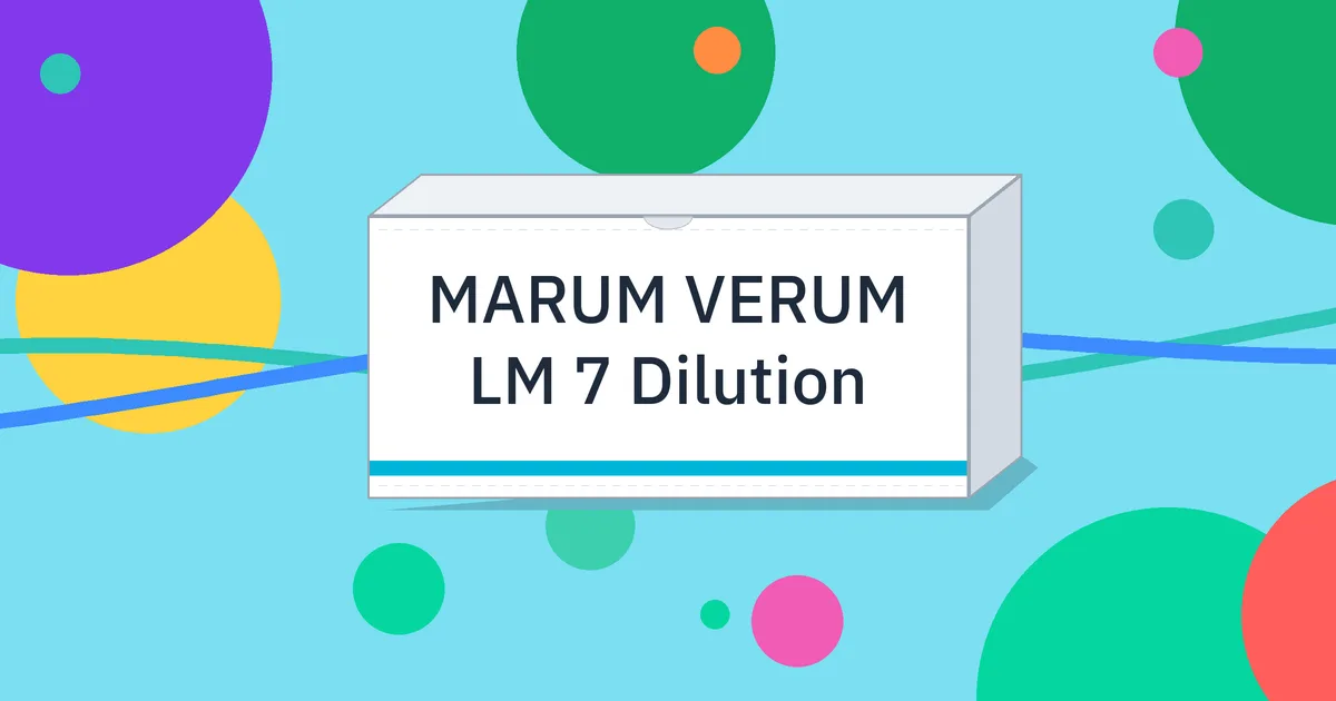 Symbolbild: Packung mit der Aufschrift MARUM VERUM LM 7 Dilution (PZN 12946449) – Verfügbarkeit und Bezug in Apotheken in Frankfurt am Main