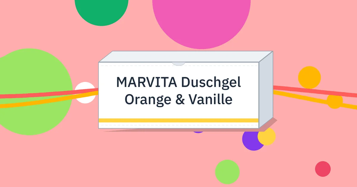 Symbolbild: Packung mit der Aufschrift MARVITA Duschgel Orange & Vanille (PZN 11331622) – Verfügbarkeit und Bezug in Apotheken in Frankfurt am Main