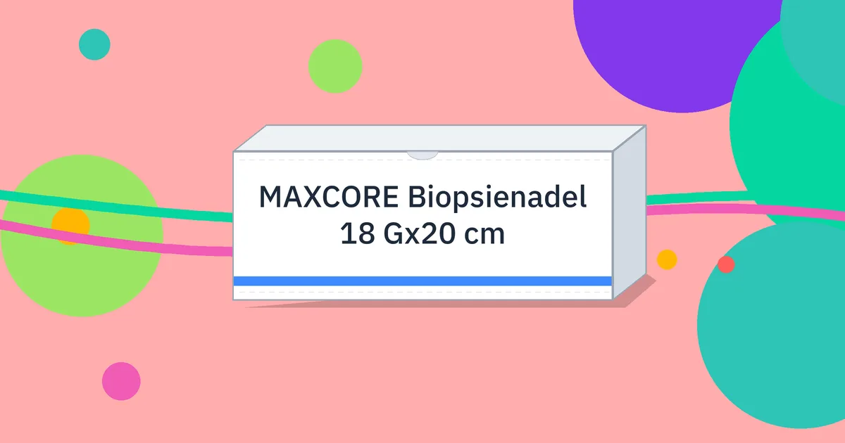Symbolbild: Packung mit der Aufschrift MAXCORE Biopsienadel 18 Gx20 cm (PZN 07780900) – Verfügbarkeit und Bezug in Apotheken in Frankfurt am Main