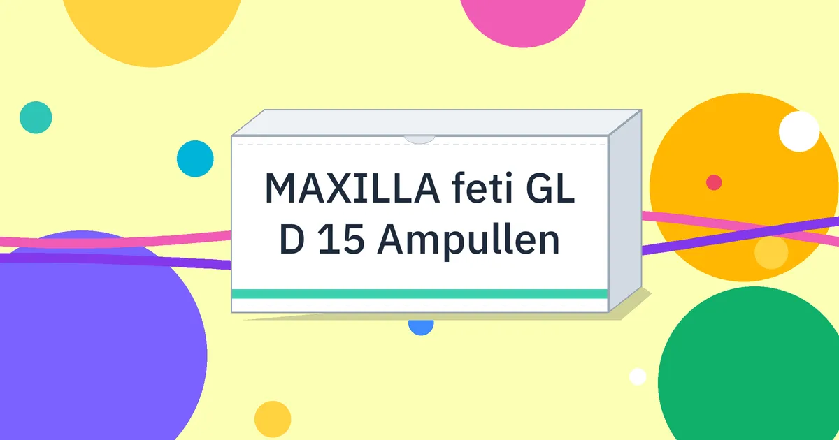 Symbolbild: Packung mit der Aufschrift MAXILLA feti GL D 15 Ampullen (PZN 02934586) – Verfügbarkeit und Bezug in Apotheken in Frankfurt am Main