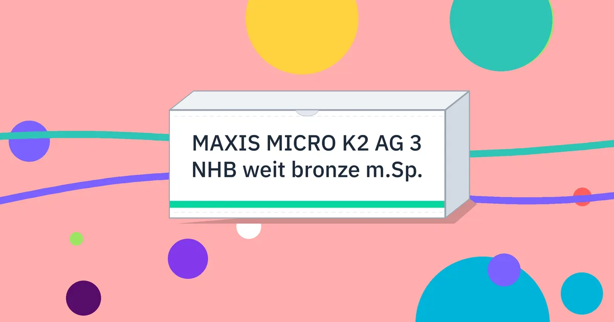 Symbolbild: Packung mit der Aufschrift MAXIS MICRO K2 AG 3 NHB weit bronze m.Sp. (PZN 17674091) – Verfügbarkeit und Bezug in Apotheken in Frankfurt am Main