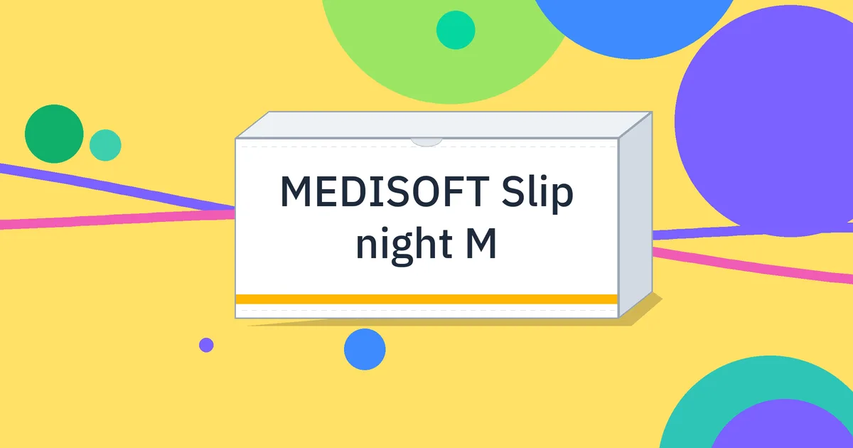 Symbolbild: Packung mit der Aufschrift MEDISOFT Slip night M (PZN 20174819) – Verfügbarkeit und Bezug in Apotheken in Frankfurt am Main