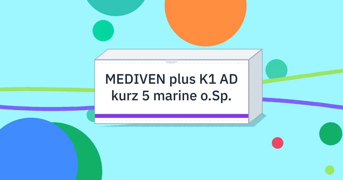 Symbolbild: Packung mit der Aufschrift MEDIVEN plus K1 AD kurz 5 marine o.Sp. (PZN 15043475) – Verfügbarkeit und Bezug in Apotheken in Frankfurt am Main