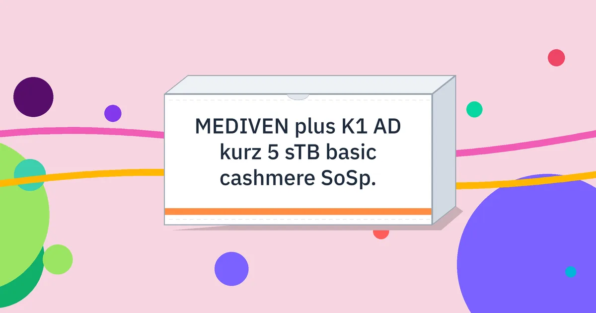 Symbolbild: Packung mit der Aufschrift MEDIVEN plus K1 AD kurz 5 sTB basic cashmere SoSp. (PZN 15046769) – Verfügbarkeit und Bezug in Apotheken in Frankfurt am Main
