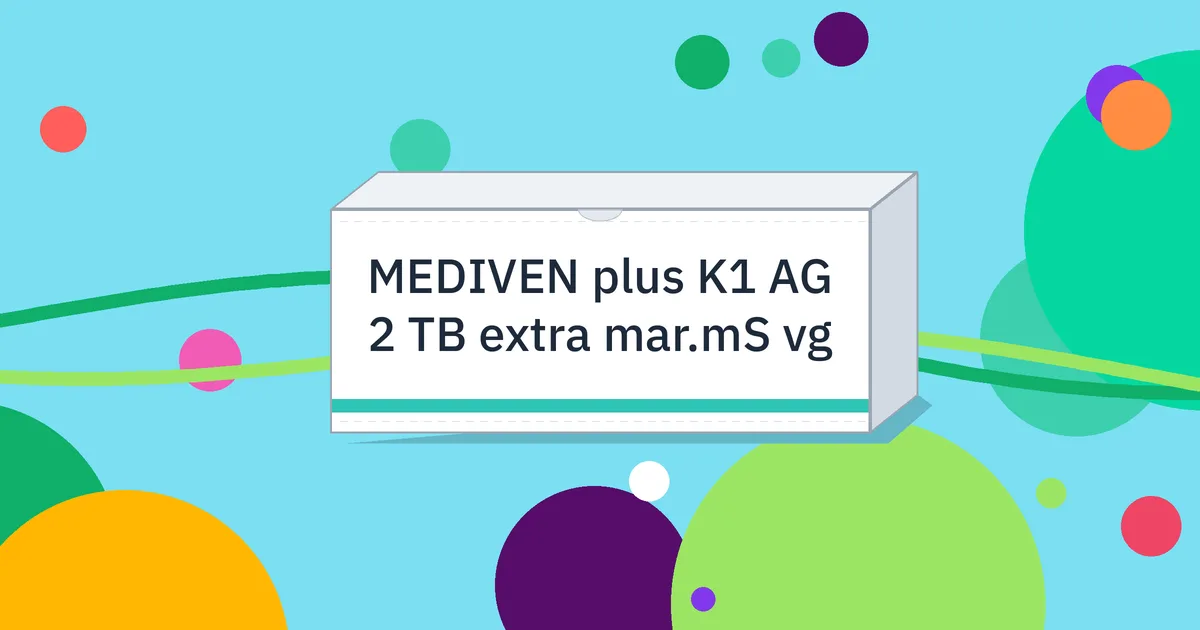 Symbolbild: Packung mit der Aufschrift MEDIVEN plus K1 AG 2 TB extra mar.mS vg (PZN 15062047) – Verfügbarkeit und Bezug in Apotheken in Frankfurt am Main
