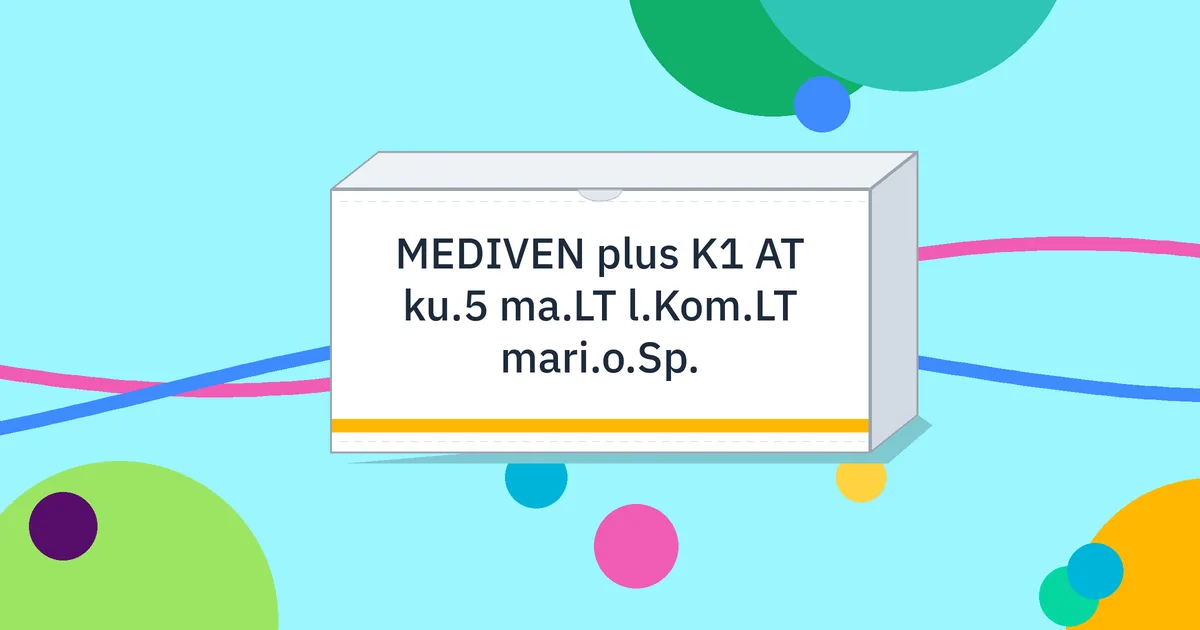 Symbolbild: Packung mit der Aufschrift MEDIVEN plus K1 AT ku.5 ma.LT l.Kom.LT mari.o.Sp. (PZN 15071247) – Verfügbarkeit und Bezug in Apotheken in Frankfurt am Main