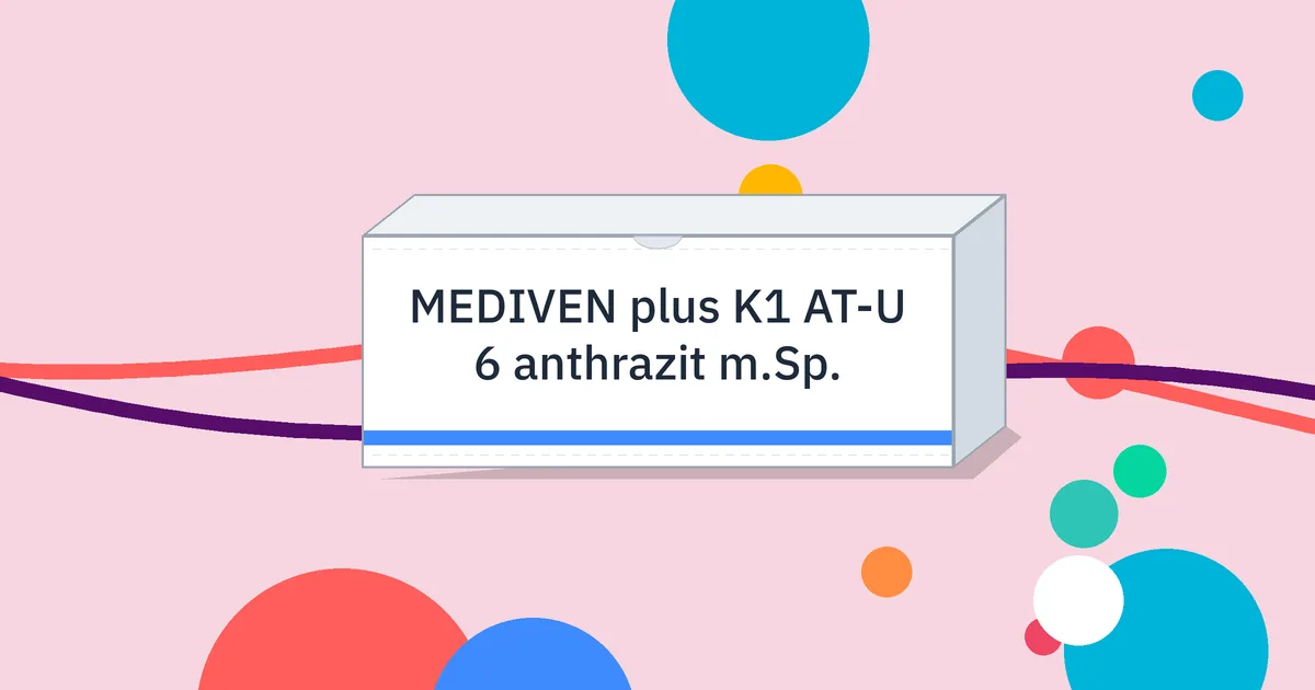 Symbolbild: Packung mit der Aufschrift MEDIVEN plus K1 AT-U 6 anthrazit m.Sp. (PZN 15030188) – Verfügbarkeit und Bezug in Apotheken in Frankfurt am Main