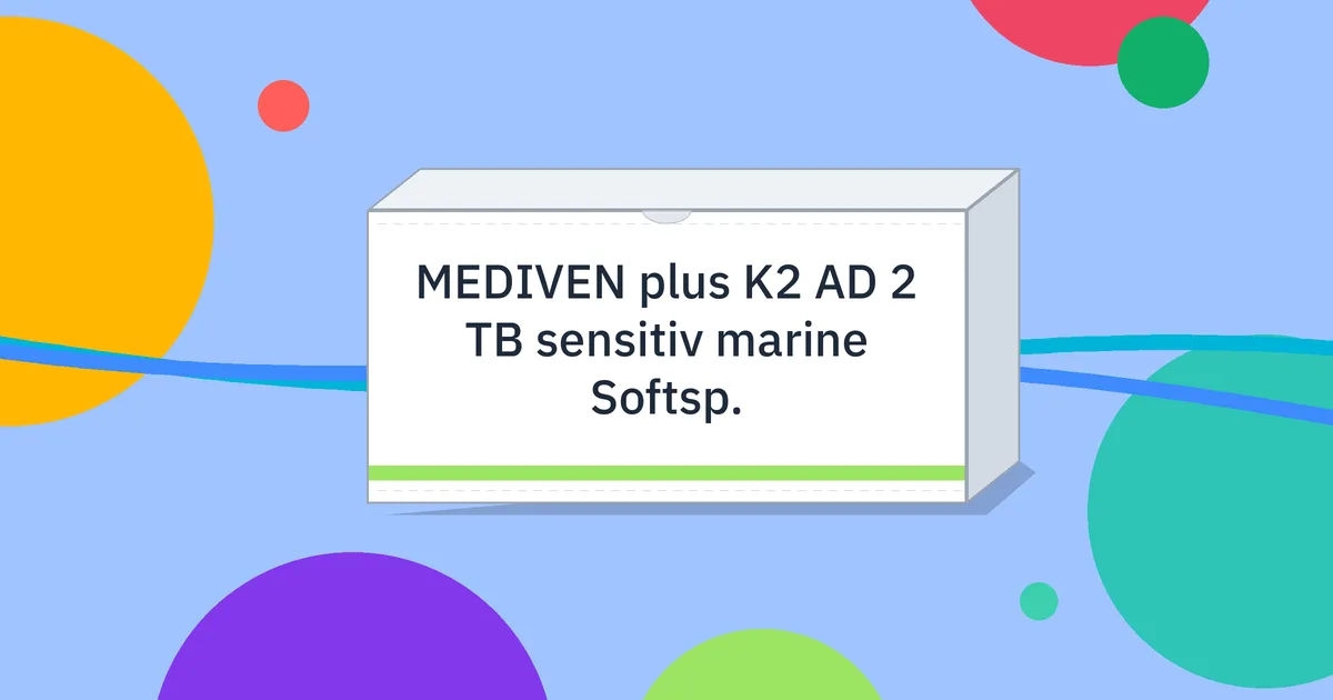 Symbolbild: Packung mit der Aufschrift MEDIVEN plus K2 AD 2 TB sensitiv marine Softsp. (PZN 15104449) – Verfügbarkeit und Bezug in Apotheken in Frankfurt am Main