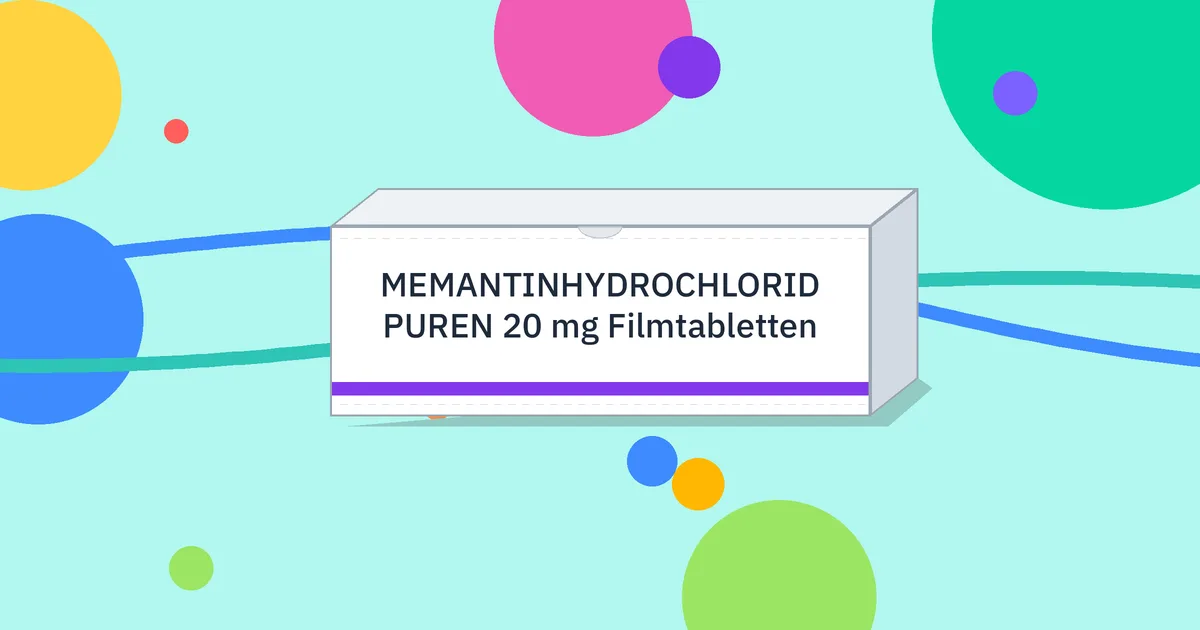 Symbolbild: Packung mit der Aufschrift MEMANTINHYDROCHLORID PUREN 20 mg Filmtabletten (PZN 13501896) – Verfügbarkeit und Bezug in Apotheken in Frankfurt am Main