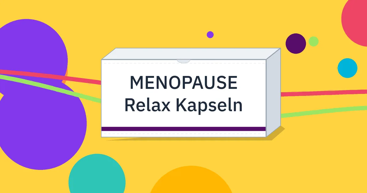 Symbolbild: Packung mit der Aufschrift MENOPAUSE Relax Kapseln (PZN 16762232) – Verfügbarkeit und Bezug in Apotheken in Frankfurt am Main