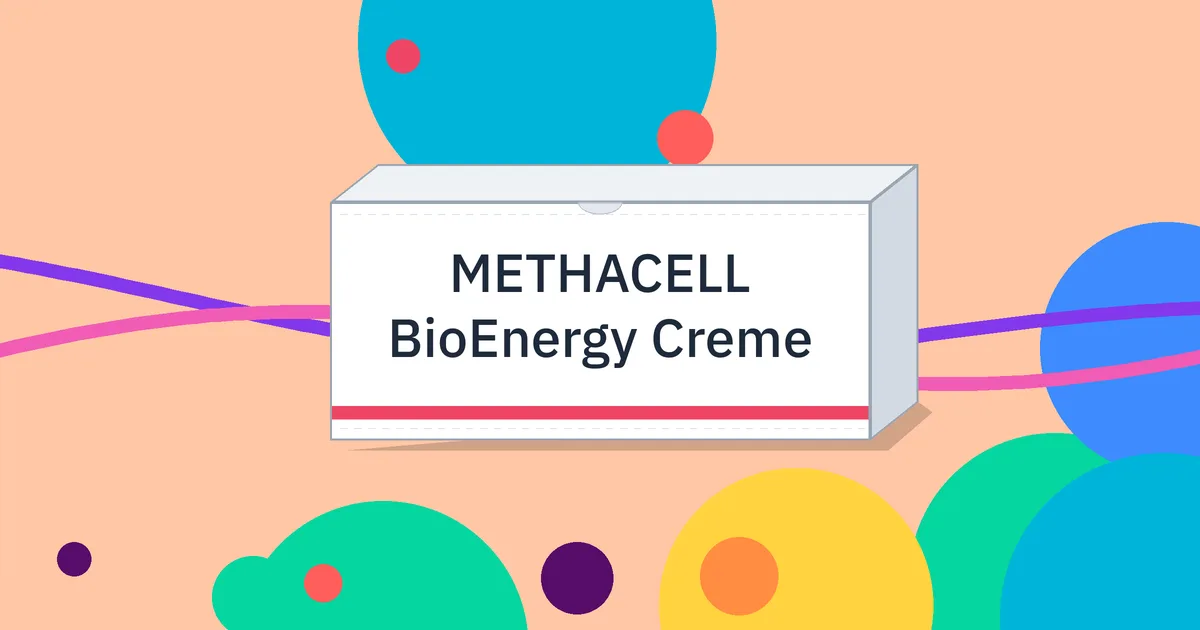 Symbolbild: Packung mit der Aufschrift METHACELL BioEnergy Creme (PZN 09628094) – Verfügbarkeit und Bezug in Apotheken in Frankfurt am Main