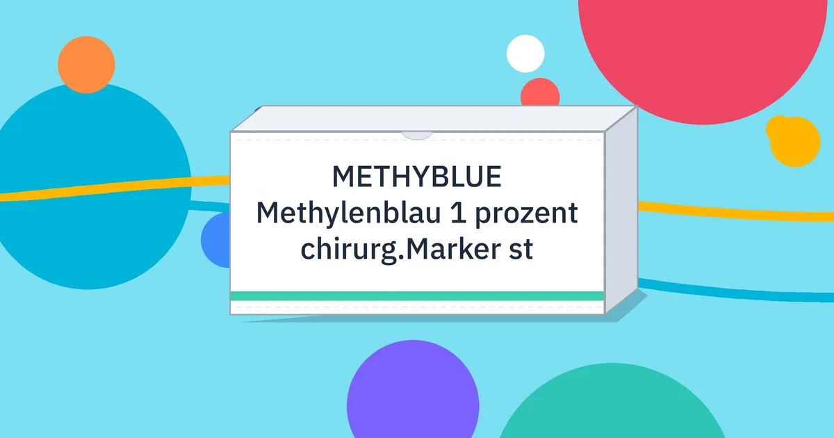 Symbolbild: Packung mit der Aufschrift METHYBLUE Methylenblau 1 prozent chirurg.Marker st (PZN 19708747) – Verfügbarkeit und Bezug in Apotheken in Frankfurt am Main