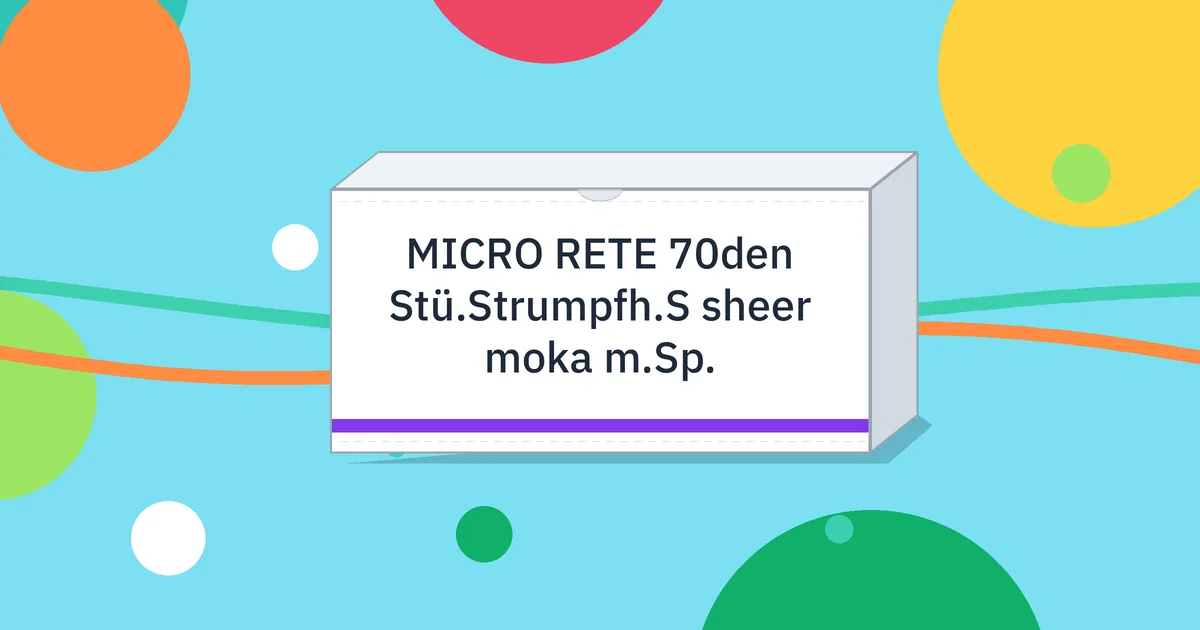 Symbolbild: Packung mit der Aufschrift MICRO RETE 70den Stü.Strumpfh.S sheer moka m.Sp. (PZN 06450307) – Verfügbarkeit und Bezug in Apotheken in Frankfurt am Main