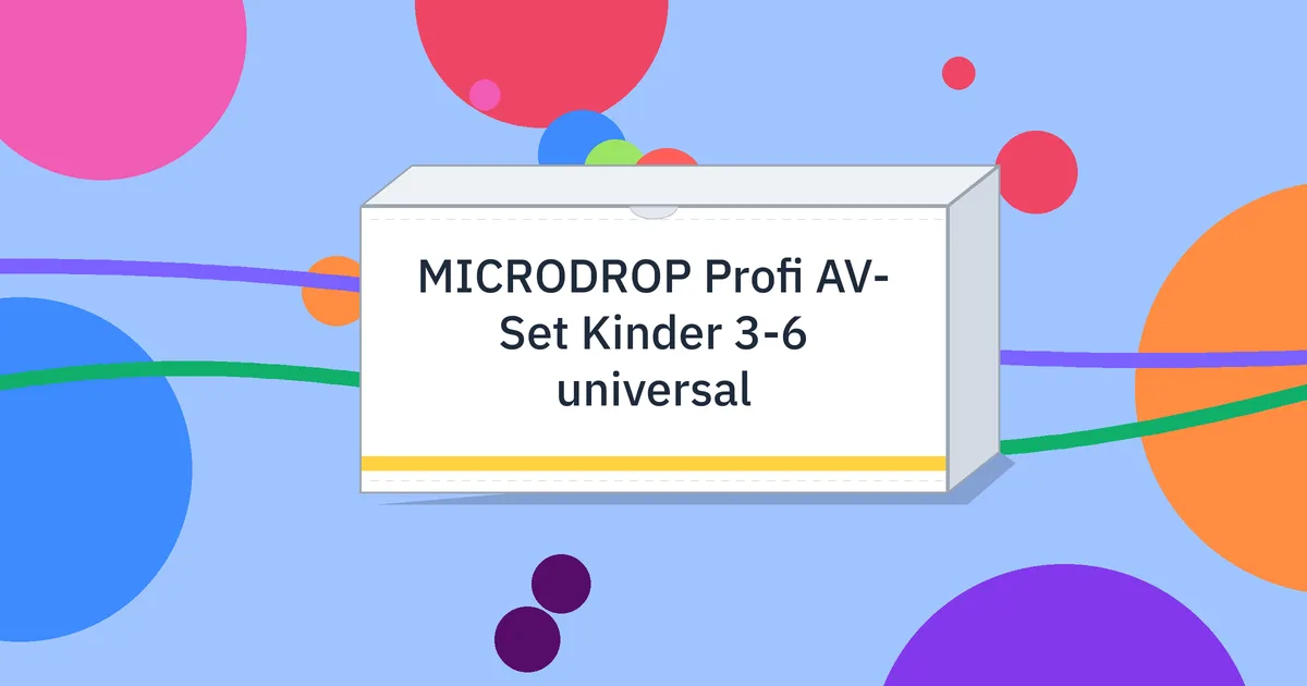 Symbolbild: Packung mit der Aufschrift MICRODROP Profi AV-Set Kinder 3-6 universal (PZN 08448303) – Verfügbarkeit und Bezug in Apotheken in Frankfurt am Main