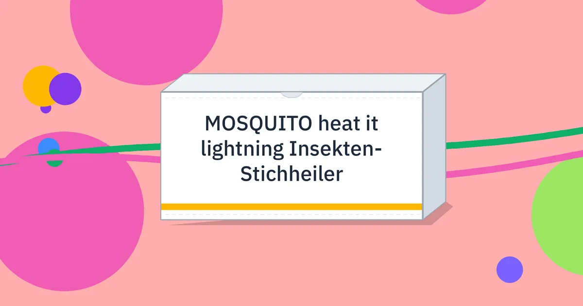 Symbolbild: Packung mit der Aufschrift MOSQUITO heat it lightning Insekten-Stichheiler (PZN 19166909) – Verfügbarkeit und Bezug in Apotheken in Frankfurt am Main
