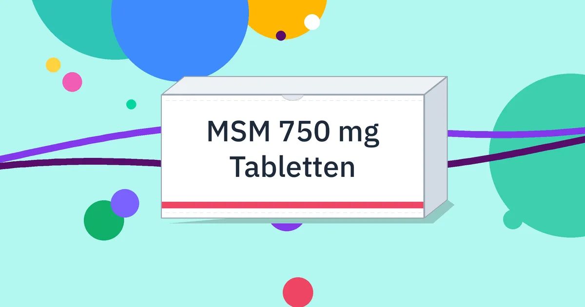 Symbolbild: Packung mit der Aufschrift MSM 750 mg Tabletten (PZN 11072847) – Verfügbarkeit und Bezug in Apotheken in Frankfurt am Main