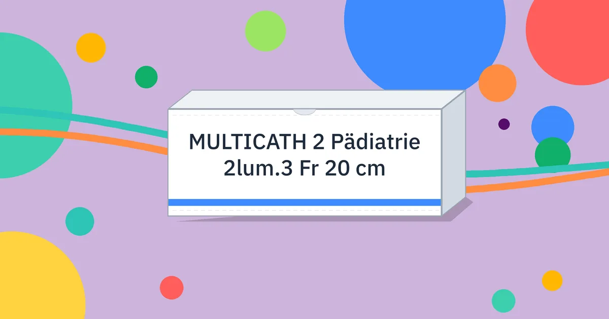 Symbolbild: Packung mit der Aufschrift MULTICATH 2 Pädiatrie 2lum.3 Fr 20 cm (PZN 09380599) – Verfügbarkeit und Bezug in Apotheken in Frankfurt am Main