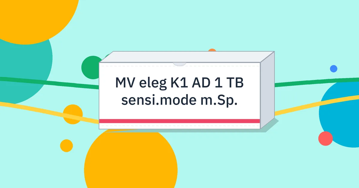 Symbolbild: Packung mit der Aufschrift MV eleg K1 AD 1 TB sensi.mode m.Sp. (PZN 09852319) – Verfügbarkeit und Bezug in Apotheken in Frankfurt am Main