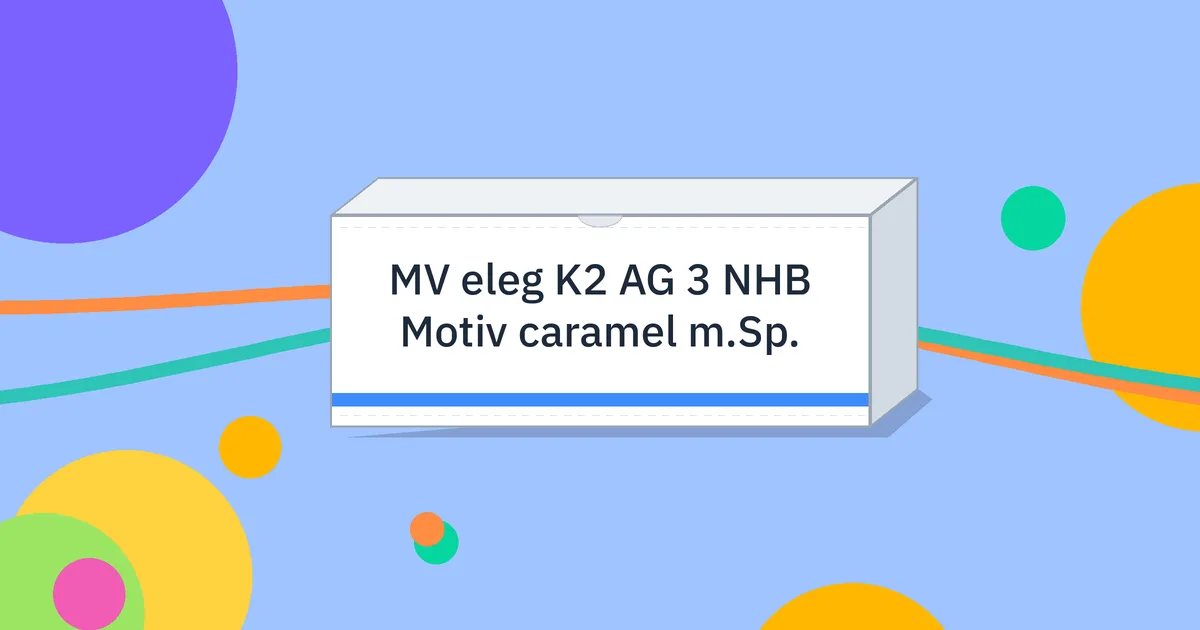Symbolbild: Packung mit der Aufschrift MV eleg K2 AG 3 NHB Motiv caramel m.Sp. (PZN 15722779) – Verfügbarkeit und Bezug in Apotheken in Frankfurt am Main