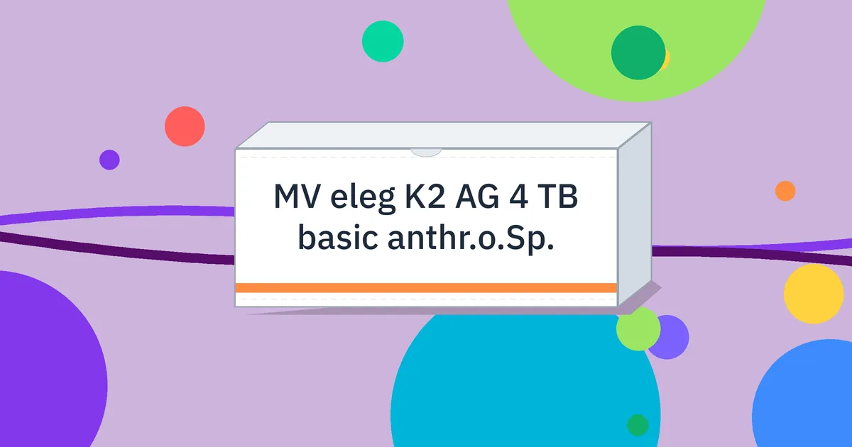 Symbolbild: Packung mit der Aufschrift MV eleg K2 AG 4 TB basic anthr.o.Sp. (PZN 00210298) – Verfügbarkeit und Bezug in Apotheken in Frankfurt am Main