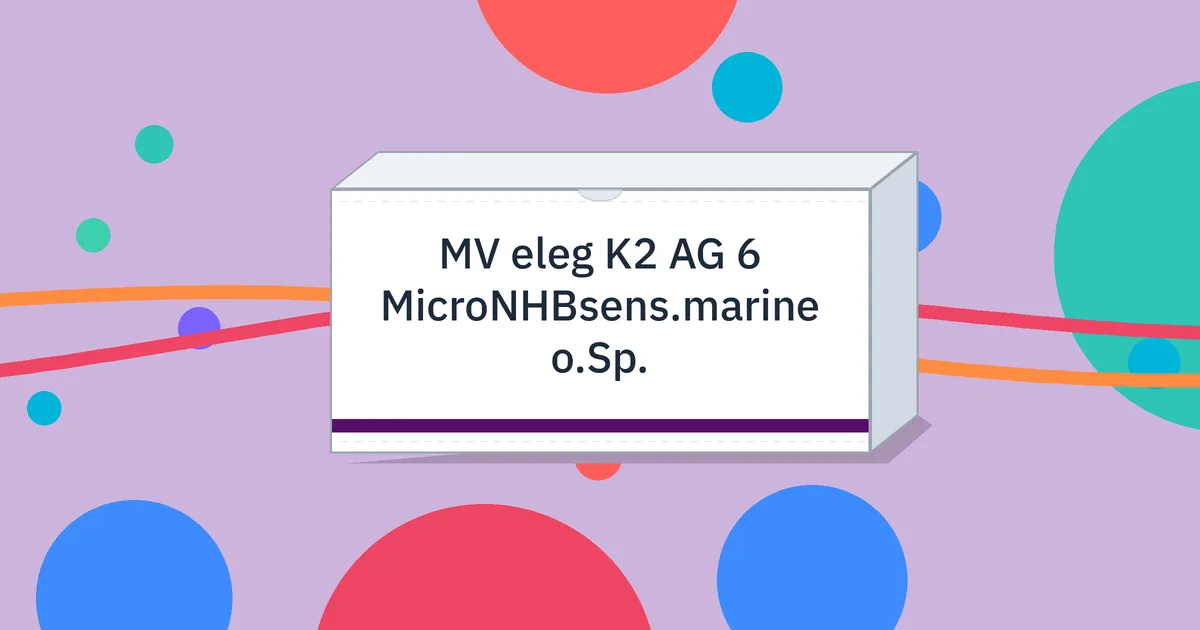 Symbolbild: Packung mit der Aufschrift MV eleg K2 AG 6 MicroNHBsens.marine o.Sp. (PZN 15724488) – Verfügbarkeit und Bezug in Apotheken in Frankfurt am Main