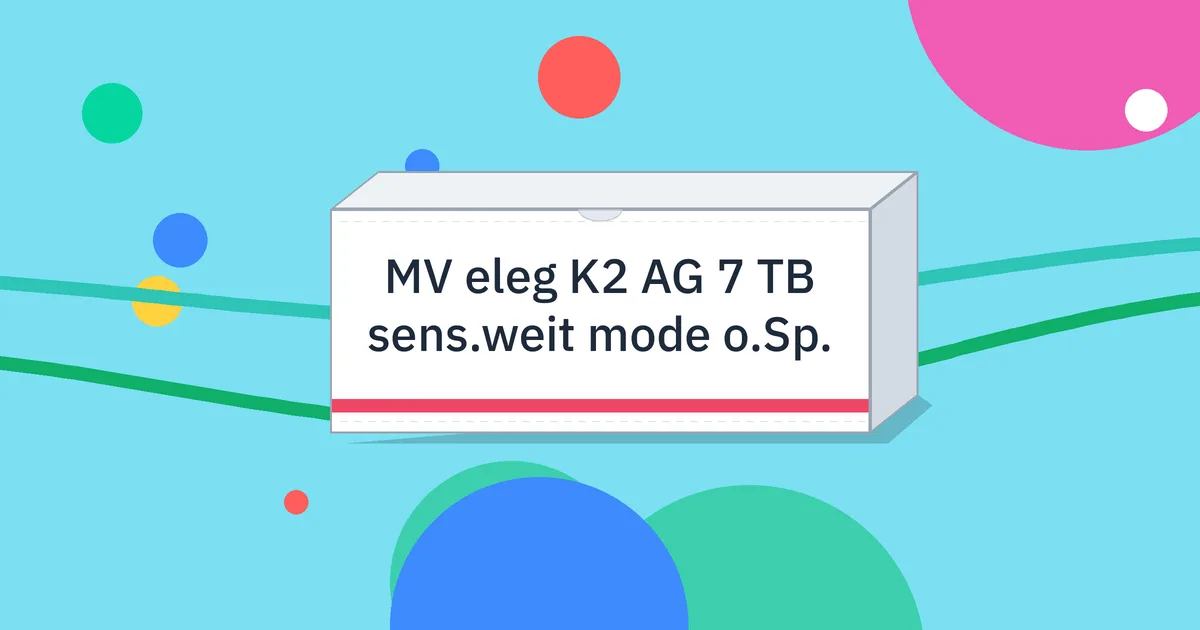 Symbolbild: Packung mit der Aufschrift MV eleg K2 AG 7 TB sens.weit mode o.Sp. (PZN 09867858) – Verfügbarkeit und Bezug in Apotheken in Frankfurt am Main